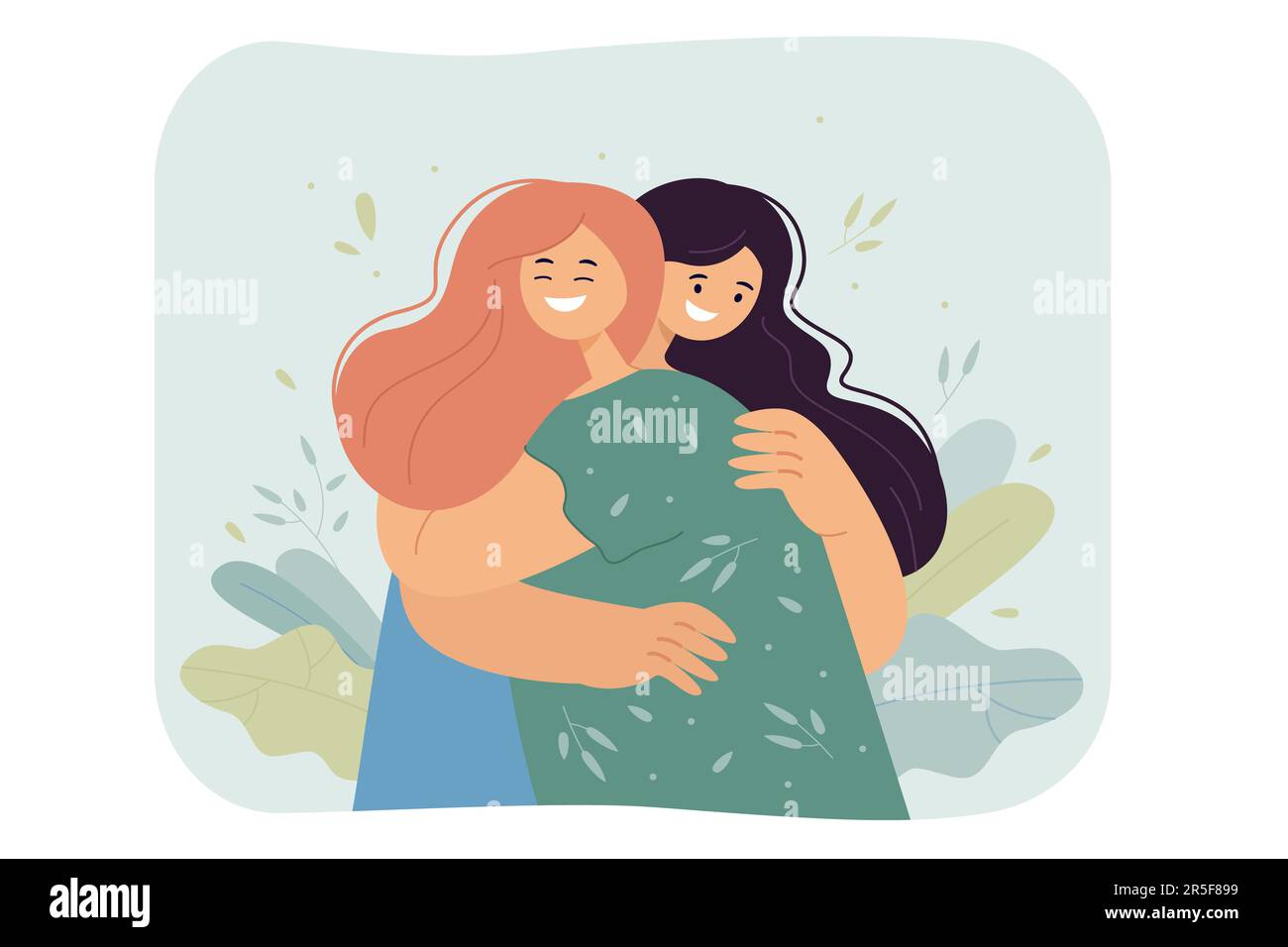 Two happy female cartoon friends hugging Stock Vector Image & Art - Alamy