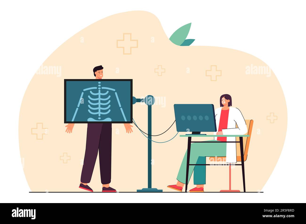 Doctor making X-ray of patient in radiology room to confirm Stock ...