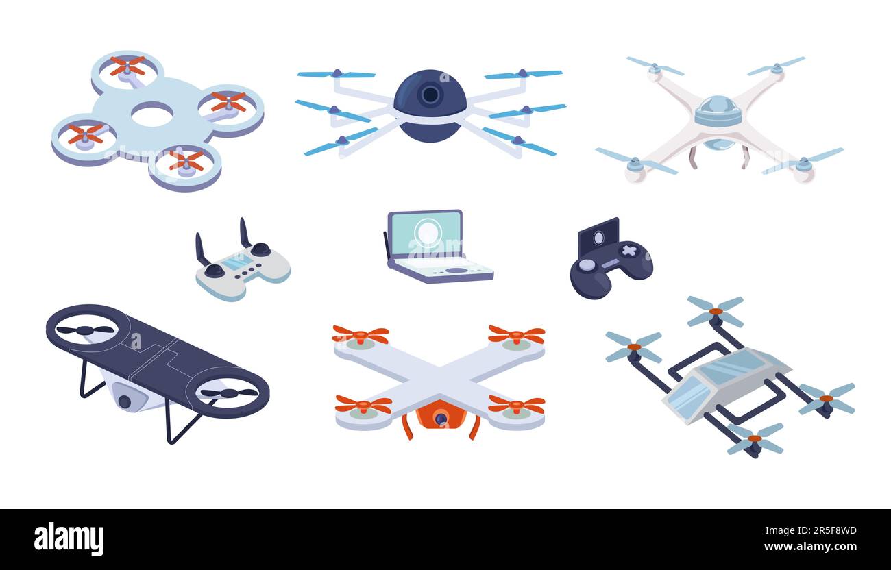 3d drones with remote control set Stock Vector Image & Art - Alamy