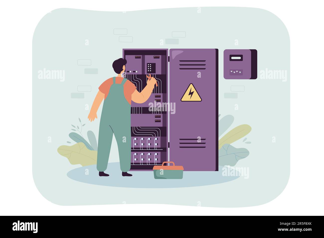 Engineer working at main-electrical breaker Stock Vector Image & Art ...