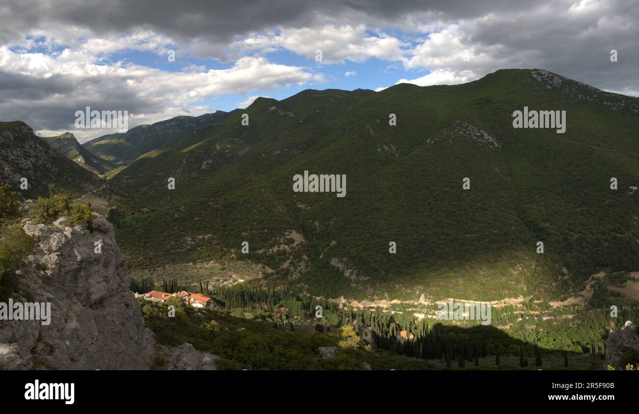 Medieval orthodox monastery St. John the Baptist from above, founded ...