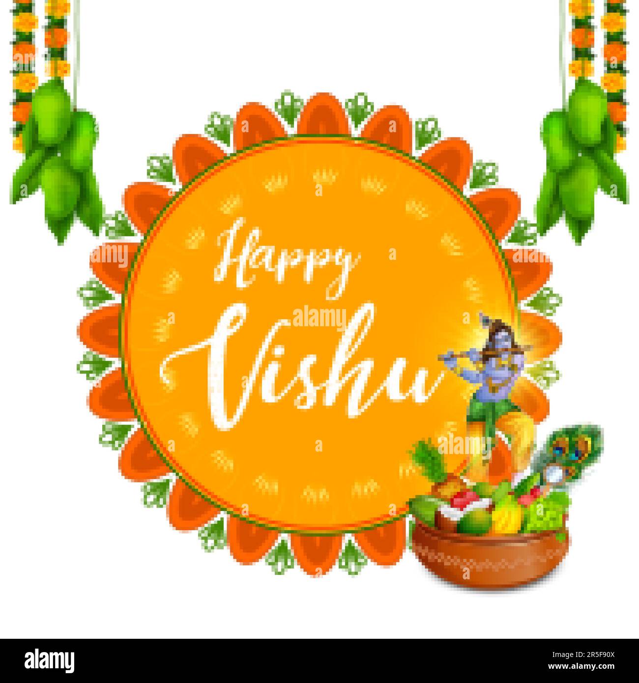 illustration of Happy Vishu new year Hindu festival celebrated in the ...