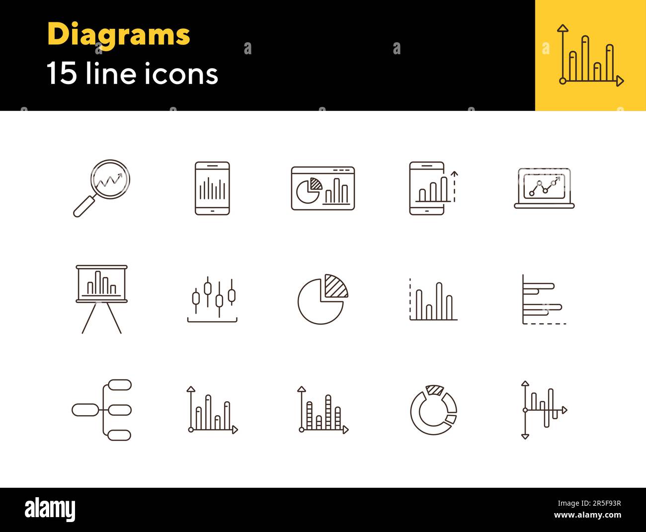 Diagrams line icon set Stock Vector Image & Art - Alamy