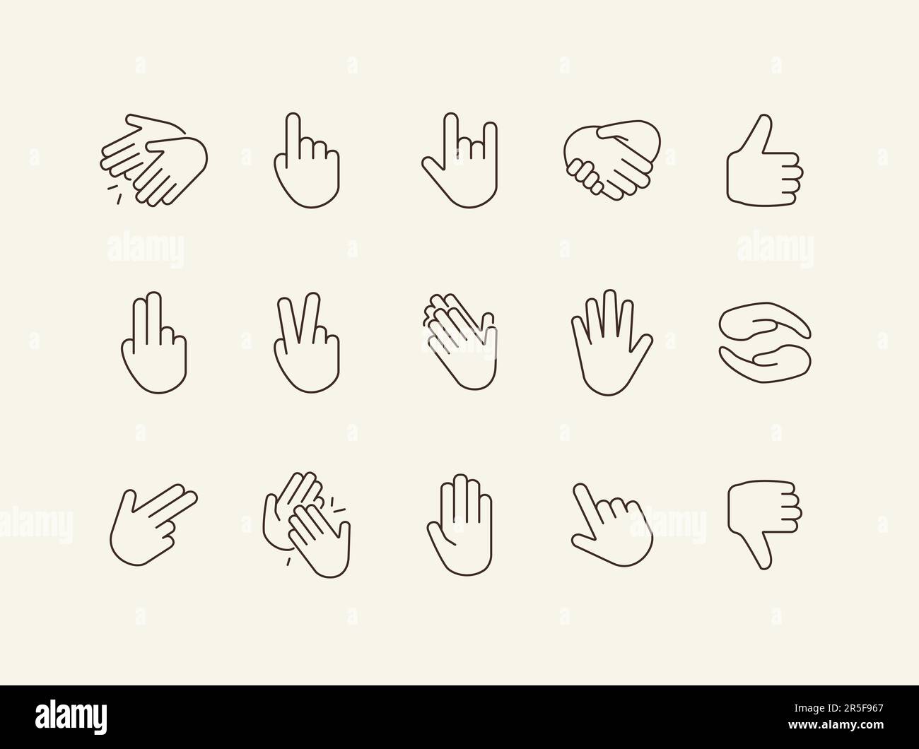 Hand gestures line icon set Stock Vector Image & Art - Alamy
