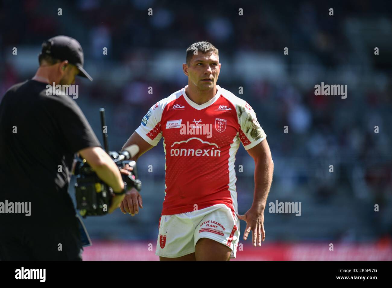 Newcastle, England - 3rd June 2023 - Try scorer Ryan Hall (5) of Hull ...