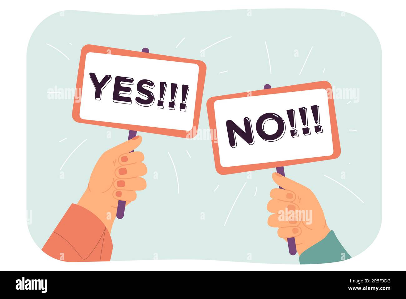 Human hands holding sign plates with yes and no text Stock Vector Image ...