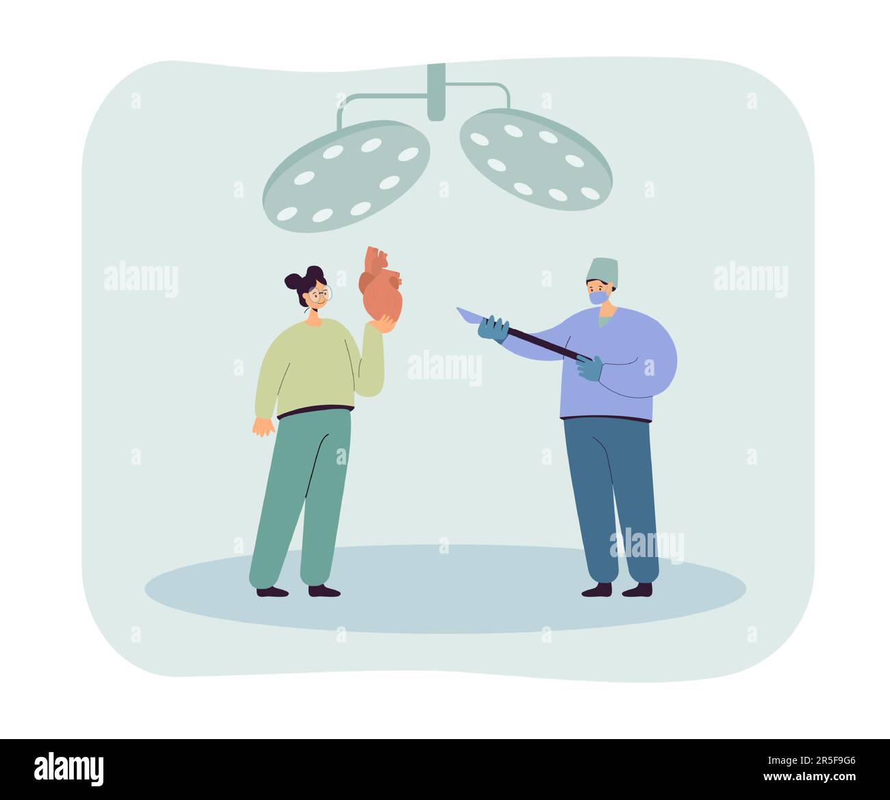 Cartoon doctor in mask performing heart surgery Stock Vector Image ...