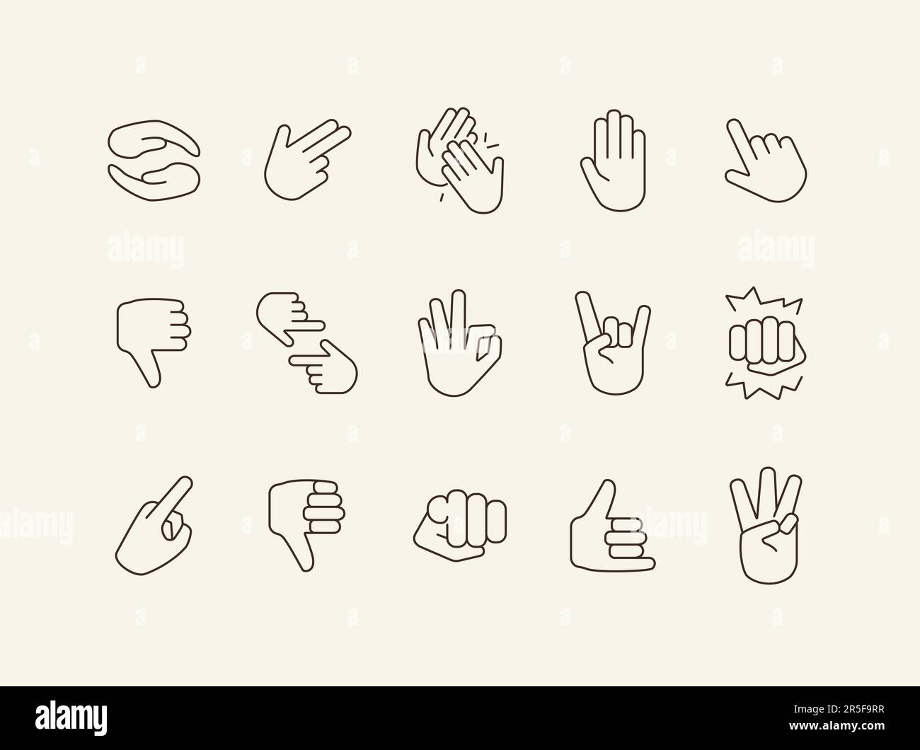 Collection of hand signs line icons Stock Vector Image & Art - Alamy