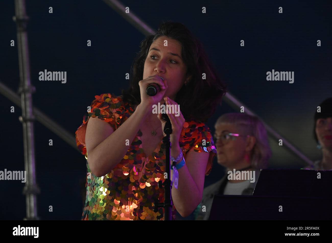 London, UK. 3rd June, 2023. Lips Choir perfroms at the Mighty Hoopla ...