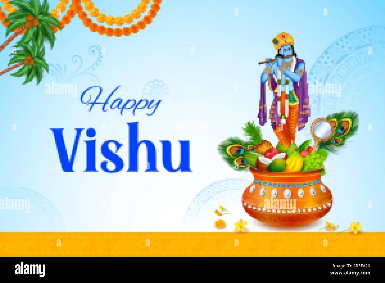 illustration of Happy Vishu new year Hindu festival celebrated in the ...