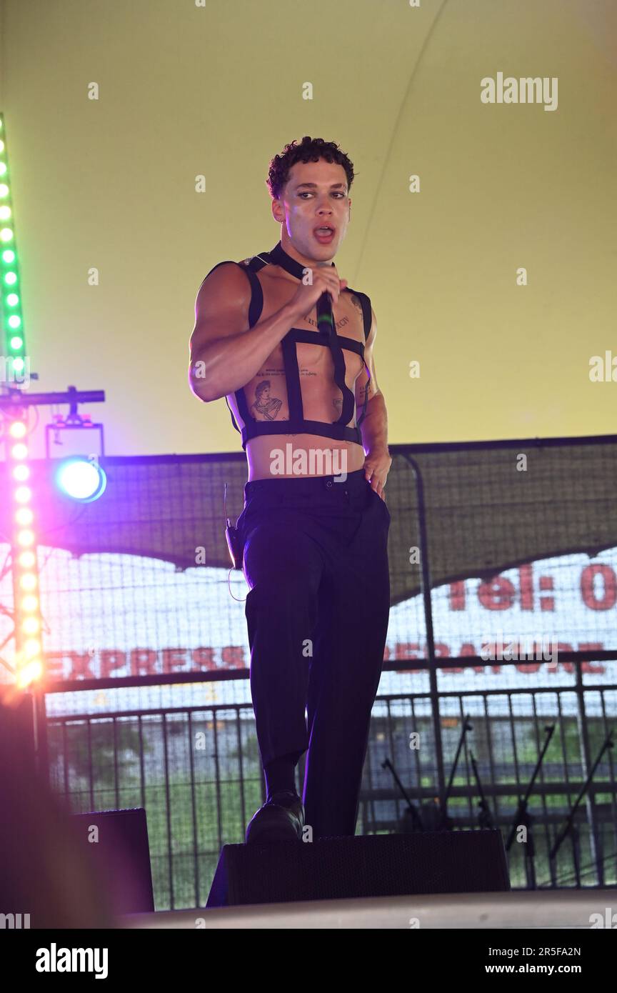 London, UK. 3rd June, 2023. Louis III perfroms at the Mighty Hoopla ...