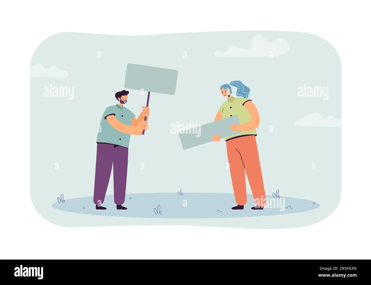 Cartoon man woman activist Cut Out Stock Images & Pictures - Alamy