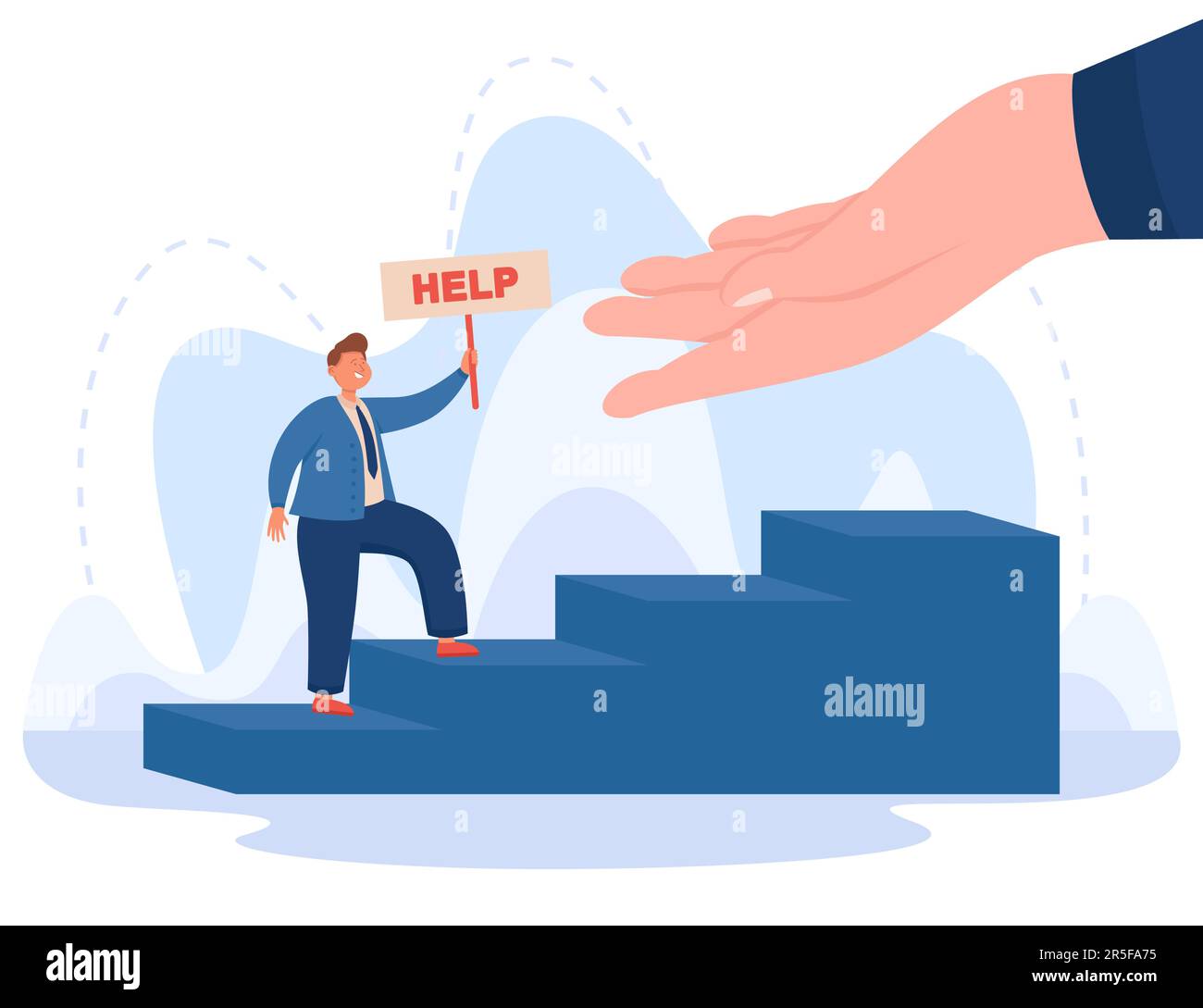 Hand of help for businessman flat vector illustration Stock Vector ...