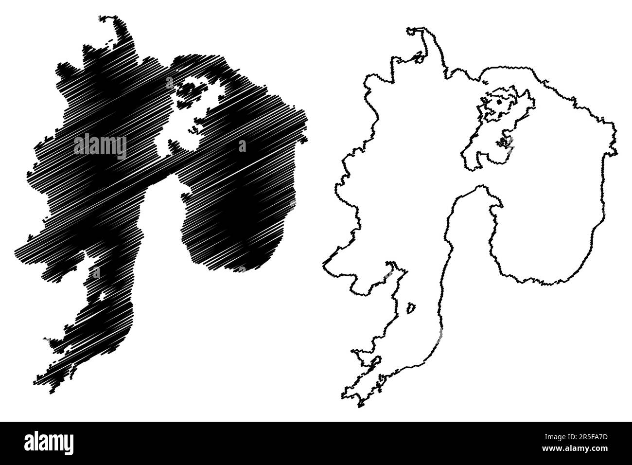 Lake Karakul (Republic of Tajikistan) map vector illustration, scribble ...