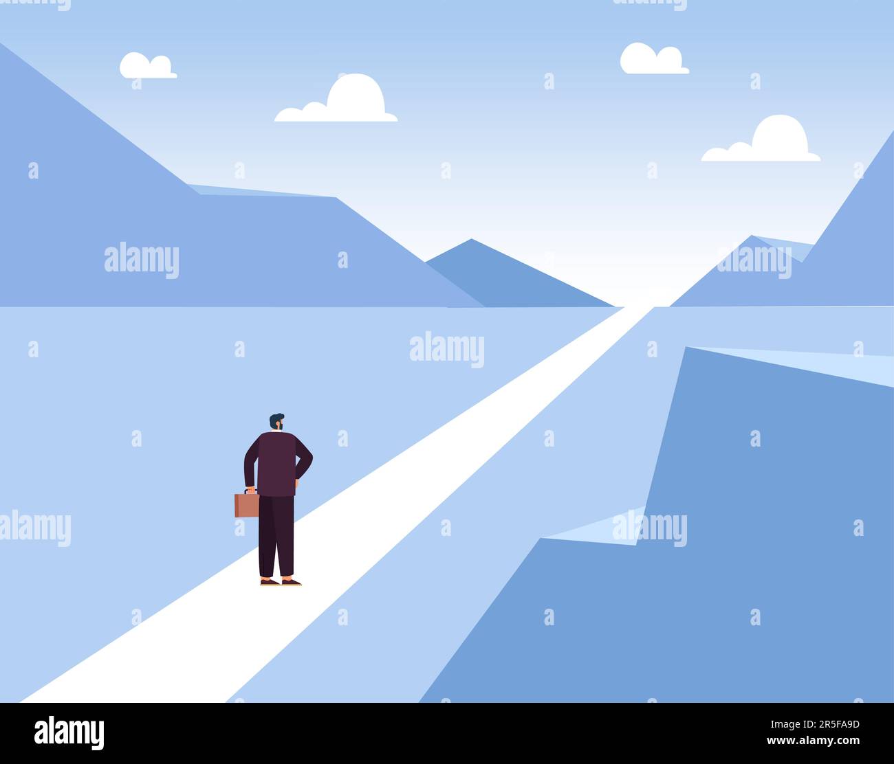 Flat vector illustration of businessman walking forward towards goal ...