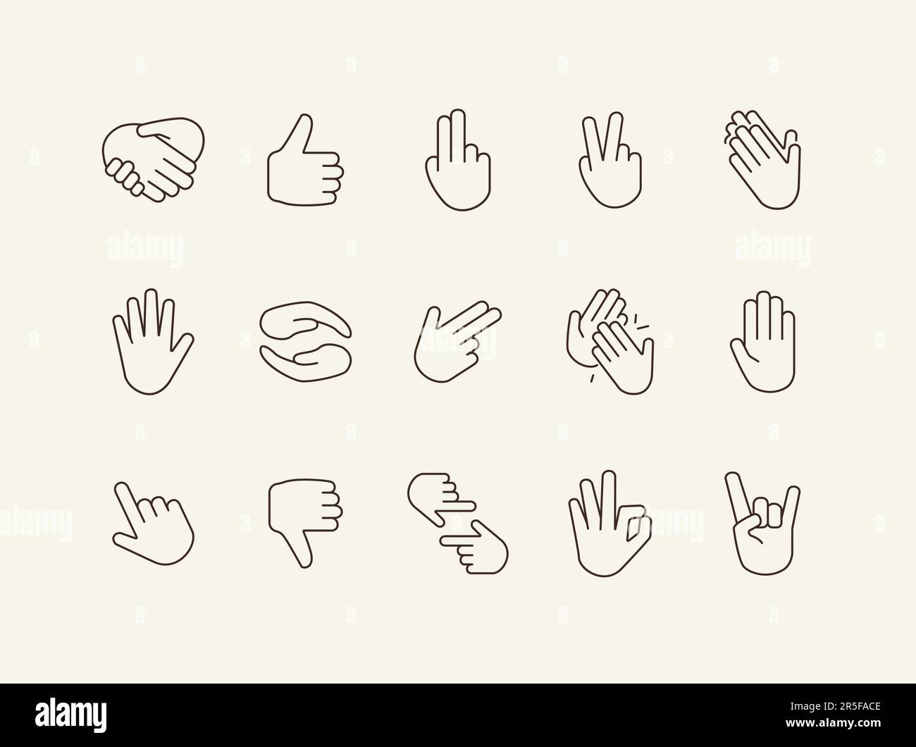 Hand signs line icons Stock Vector Image & Art - Alamy