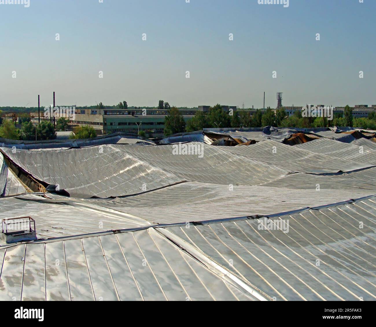 The metal sheet roof collapsed, the roof was flooded from the fire ...