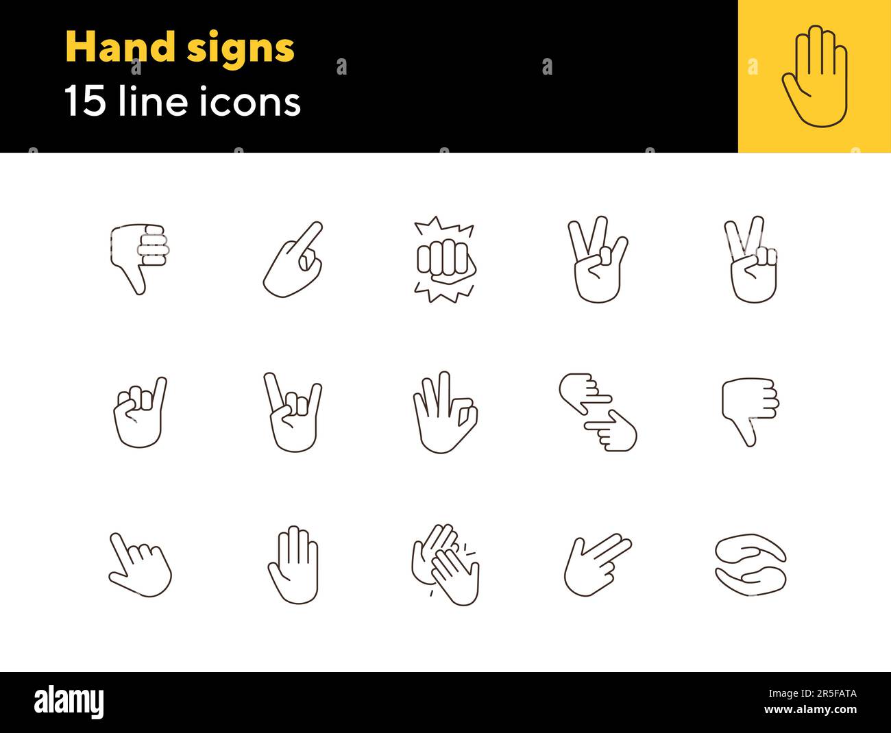 Hand signs line icon set Stock Vector Image & Art - Alamy