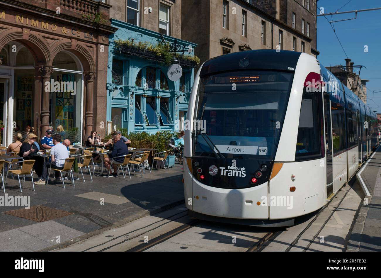 Edinburgh Scotland, UK 03 June 2023. People sit outside a cafe in Leith ...