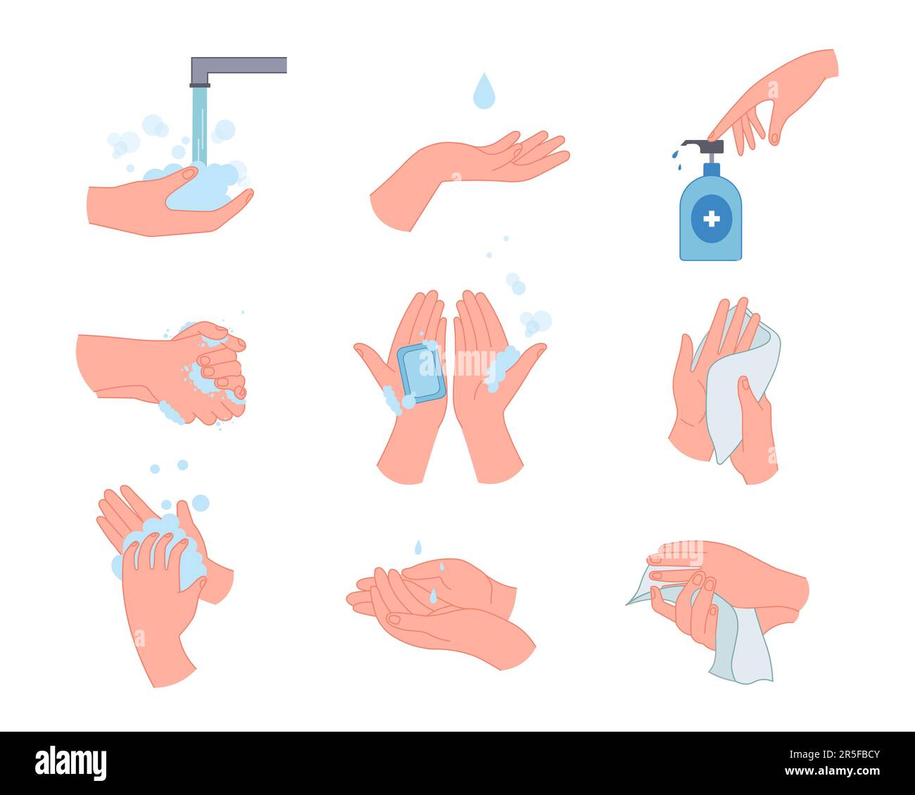 Medical infographic with hand washing vector illustrations set Stock ...
