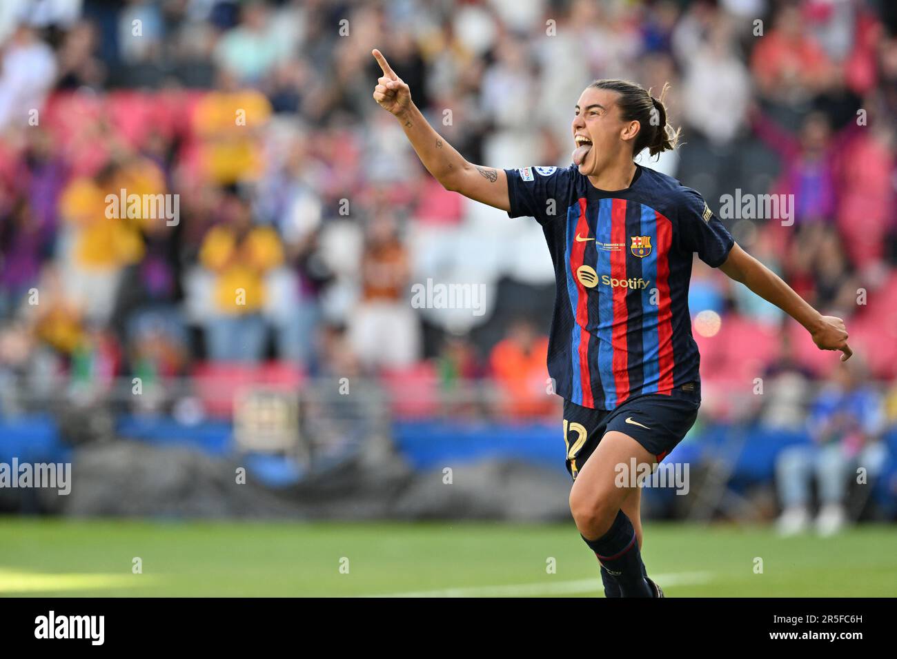 Eindhoven, The Netherlands. 03rd June, 2023. Patricia Guijarro of Barcelona pictured celebrating ...