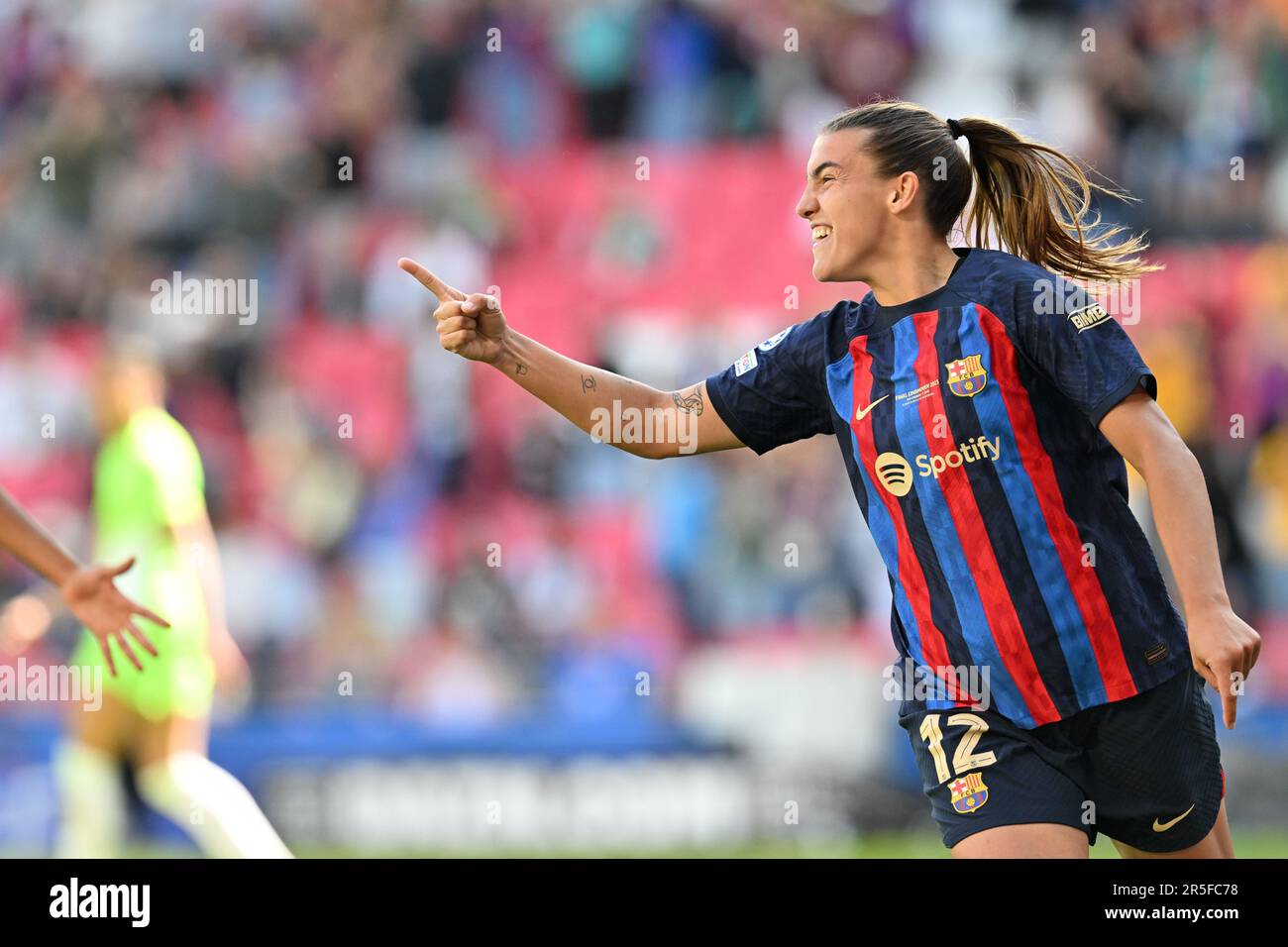 Eindhoven, The Netherlands. 03rd June, 2023. Patricia Guijarro of Barcelona pictured celebrating ...