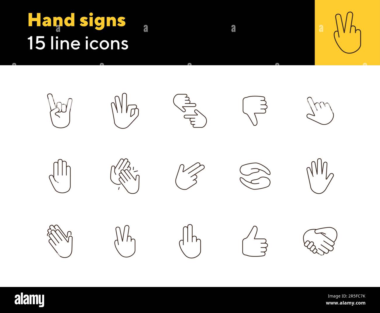 Hand signs line icons Stock Vector Image & Art - Alamy