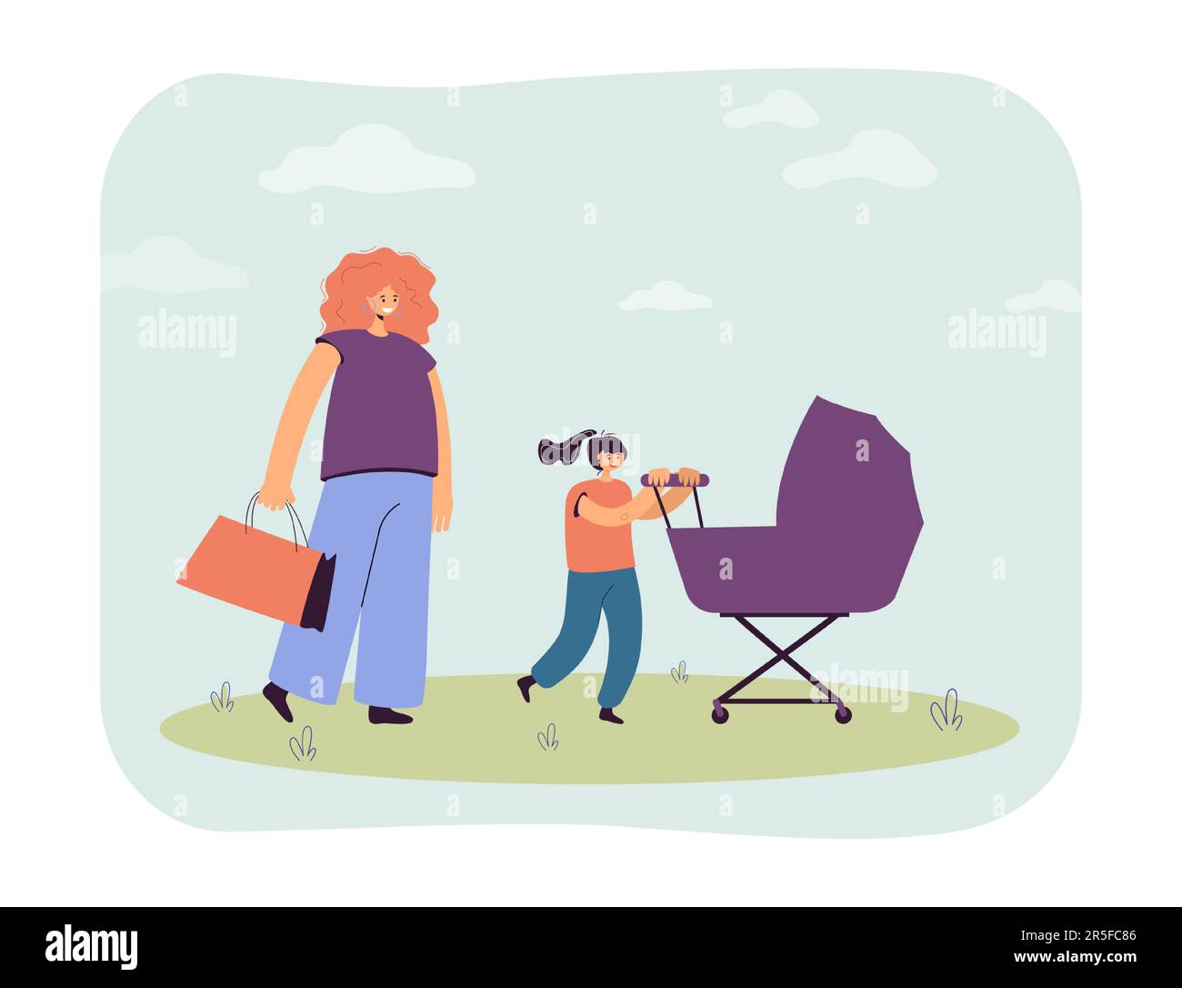Cartoon pushing baby stroller hi-res stock photography and images - Alamy