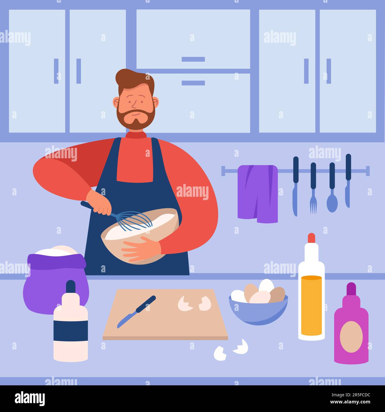 Mixing bowl and flour Stock Vector Images - Alamy