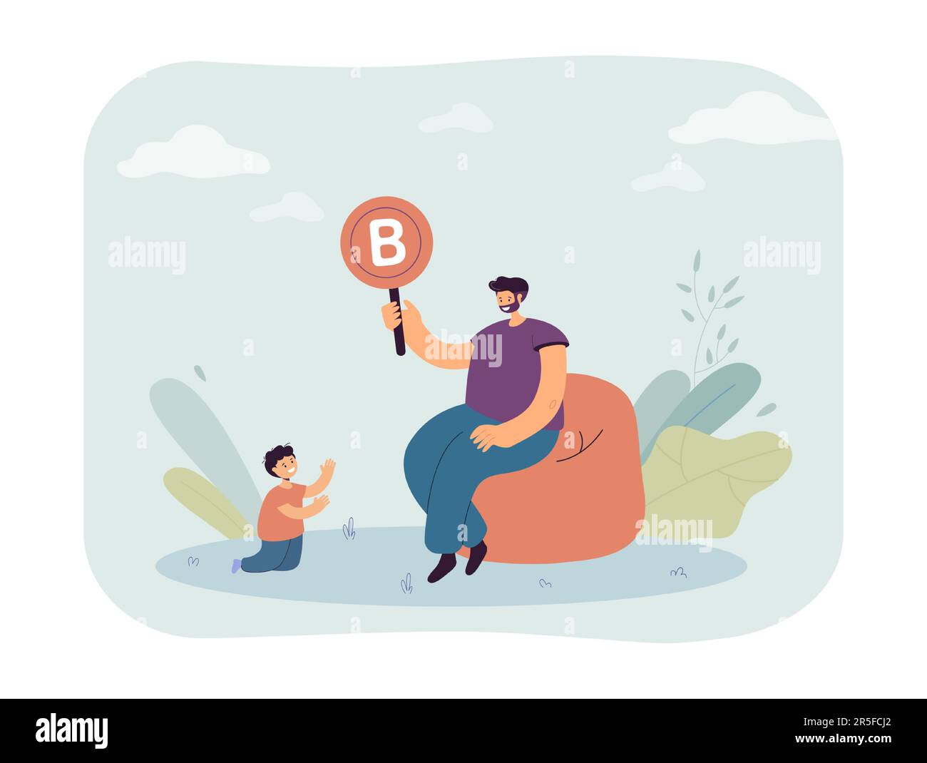 Father son together teaching Stock Vector Images - Alamy