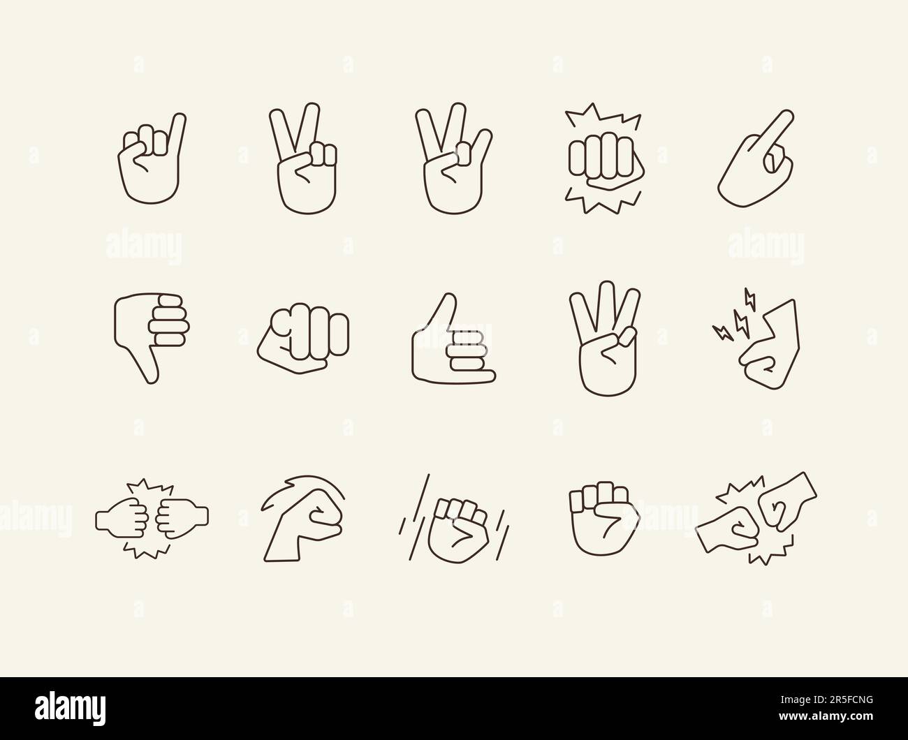 Set of hand gestures line icons Stock Vector Image & Art - Alamy
