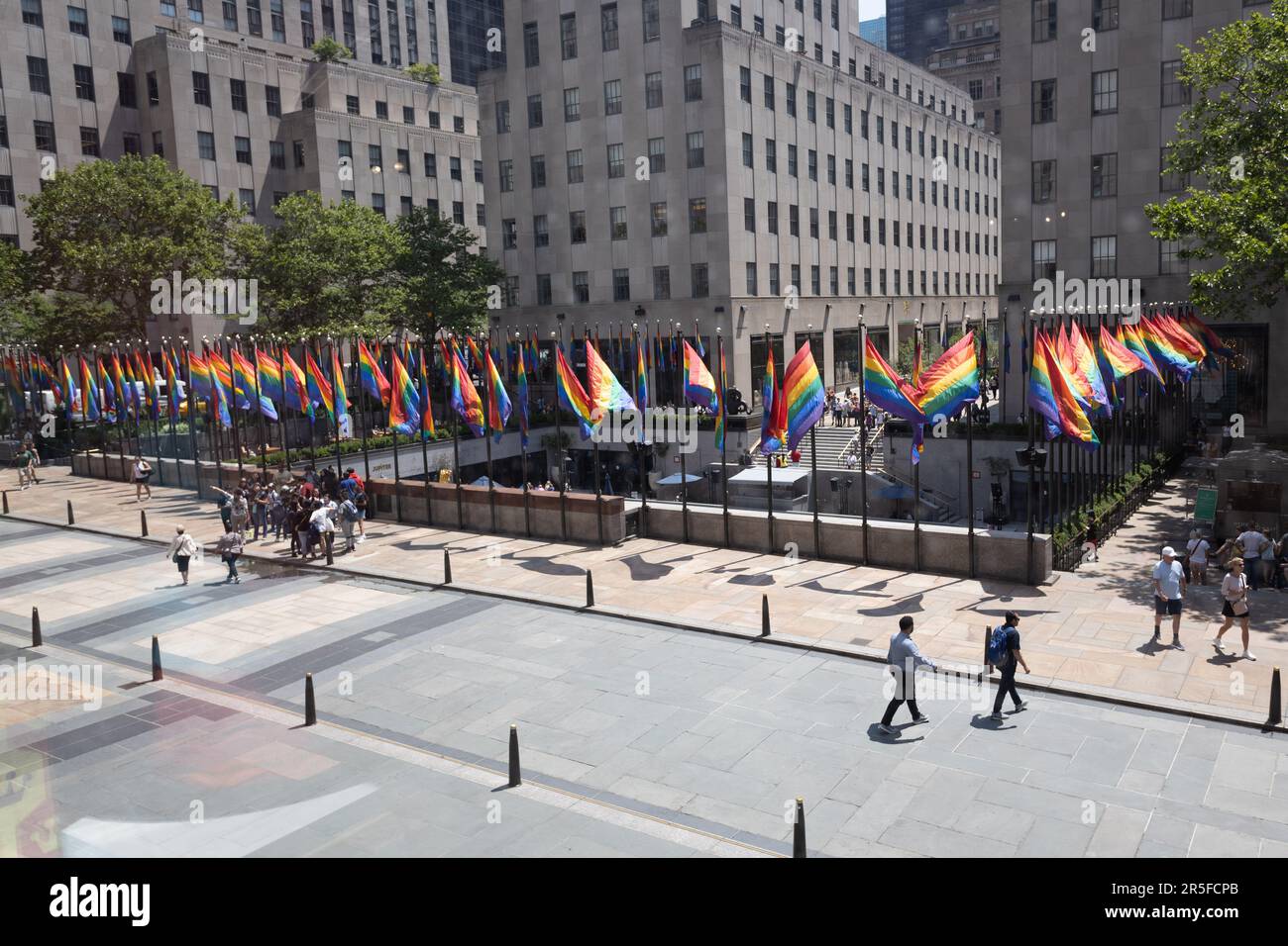 Rainbow flags are seen at Rockefeller Center to celebrate LGBTQIA Pride ...
