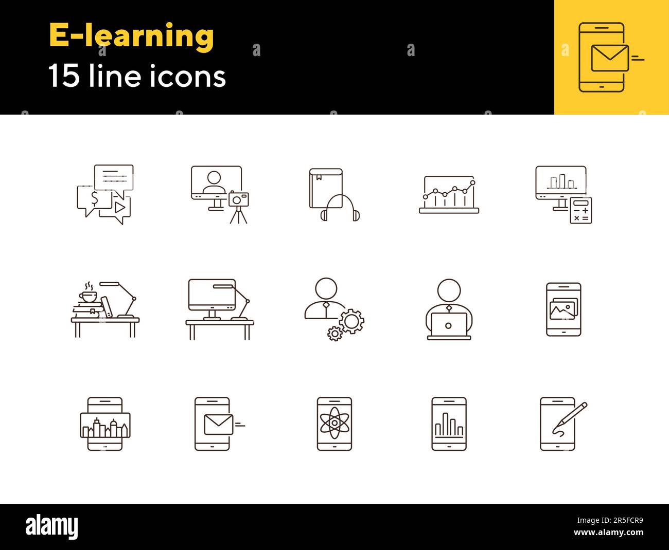 E-learning line icon set Stock Vector Image & Art - Alamy
