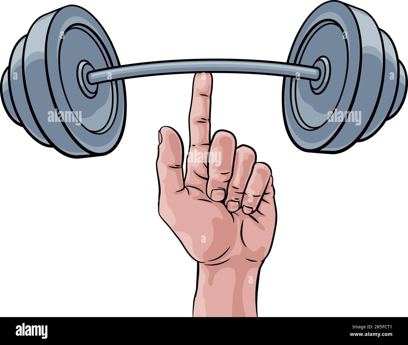 Weight Lifting Hand Finger Holding Barbell Concept Stock Vector Image ...