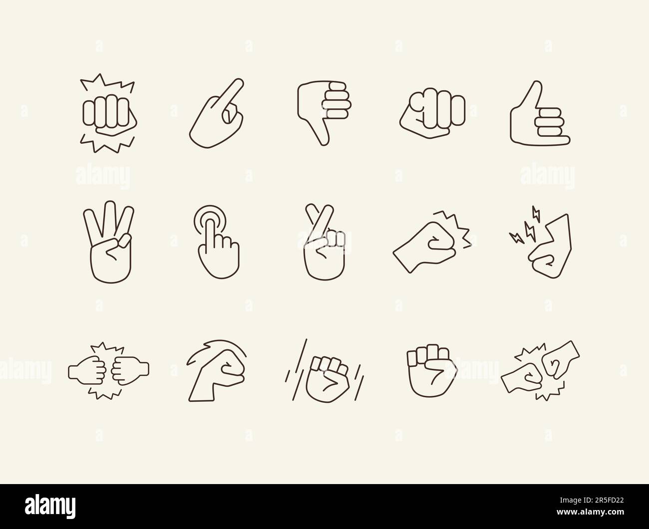 Set of sign language thin flat icons Stock Vector Image & Art - Alamy