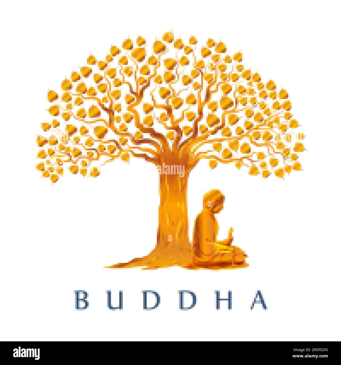 Lord Buddha in meditation under Bodhi Tree for Buddhist festival Happy ...