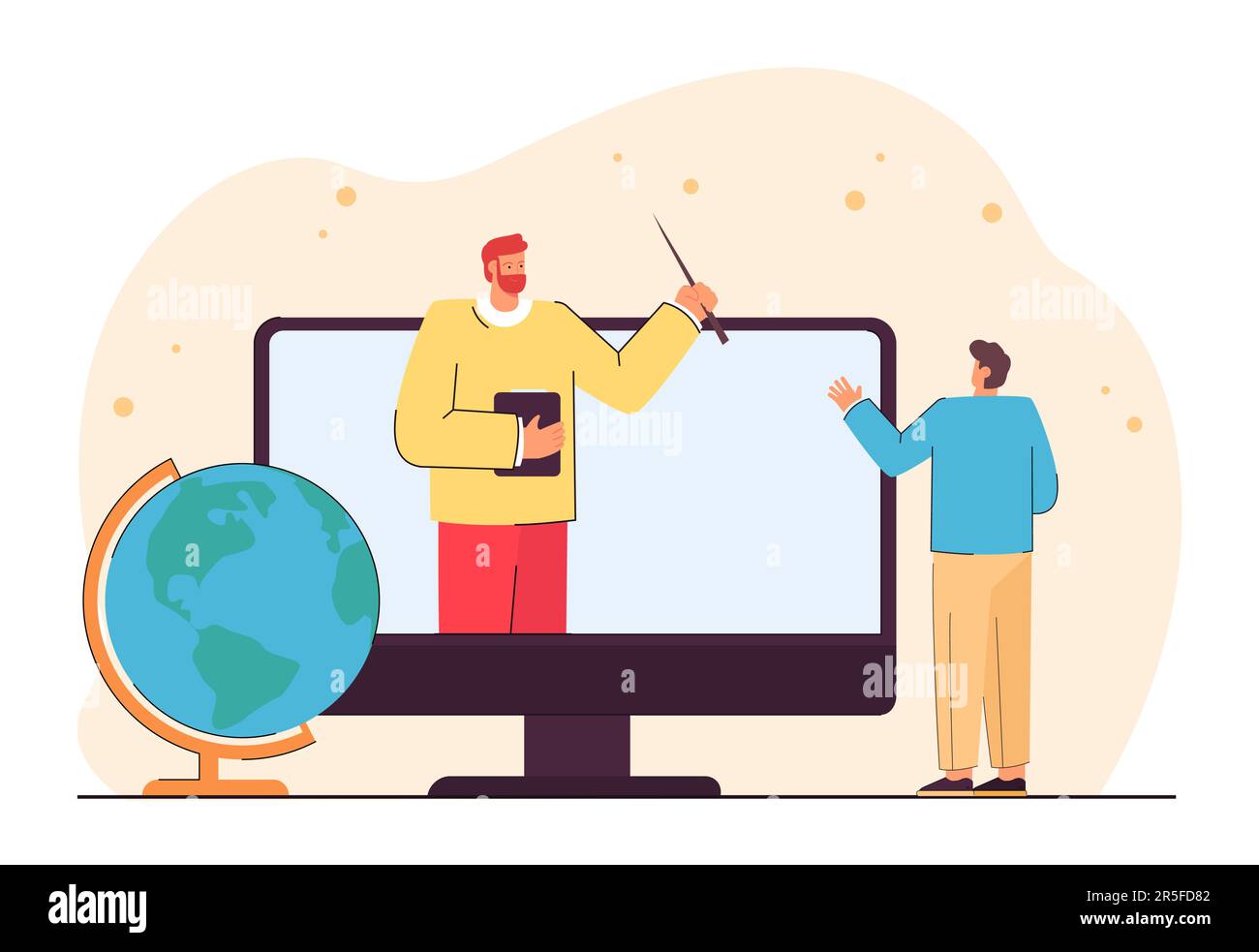 Professor or tutor on computer screen giving geography lecture Stock ...