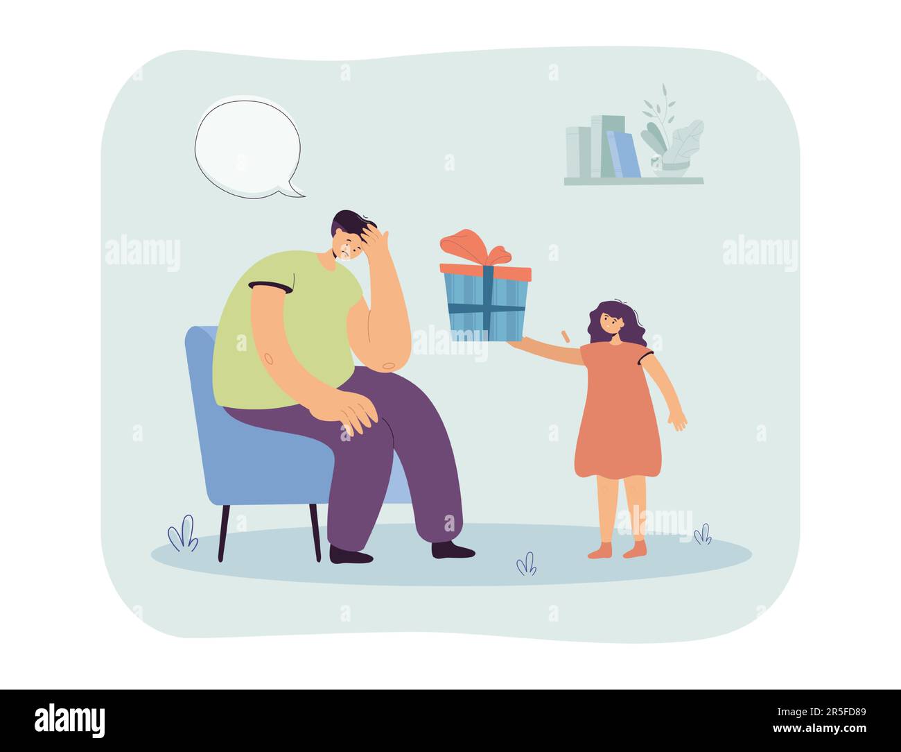 Daughter stretching out gift box to sad father Stock Vector Image & Art ...