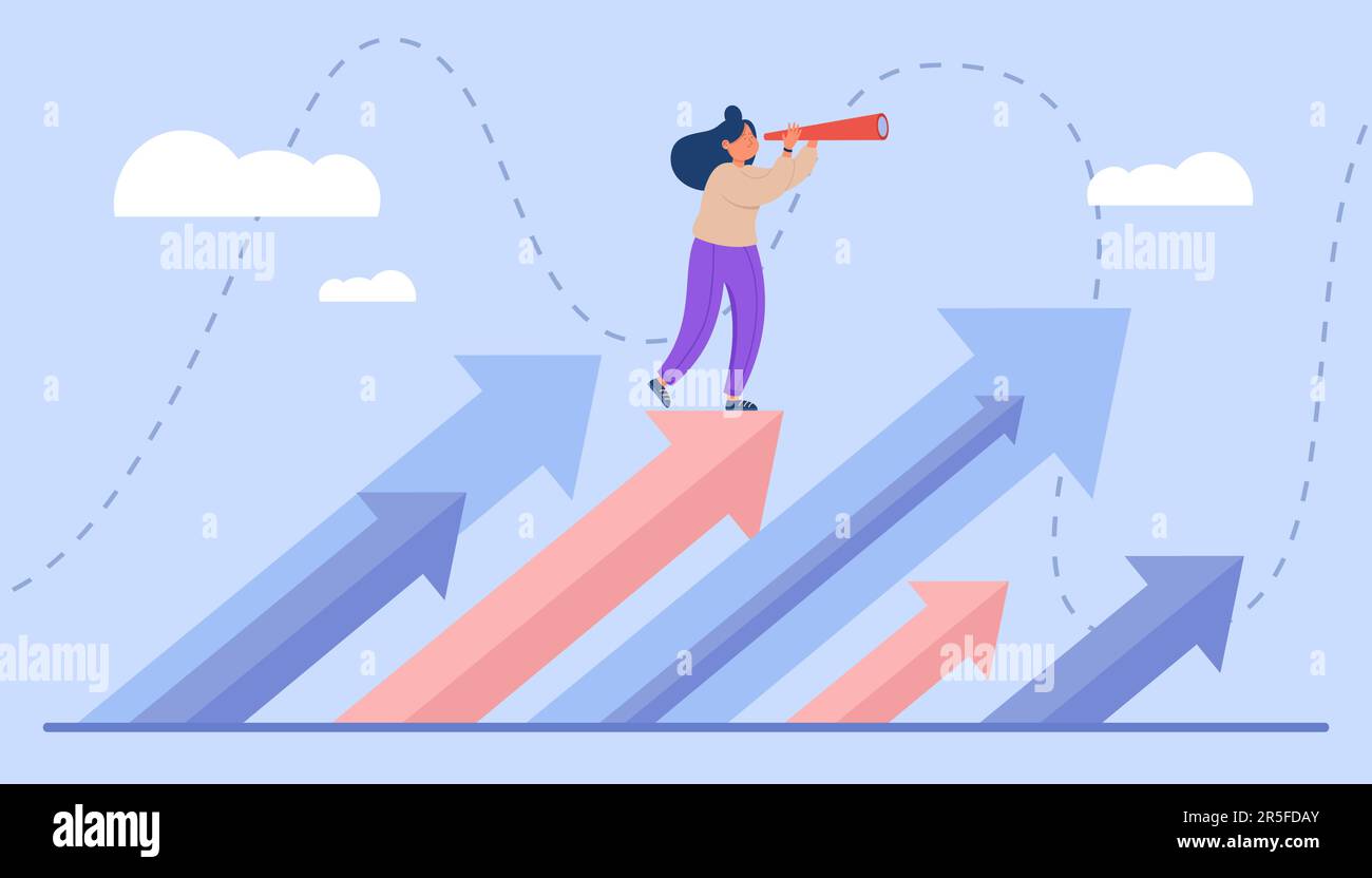 Tiny female character changing career direction Stock Vector Image ...