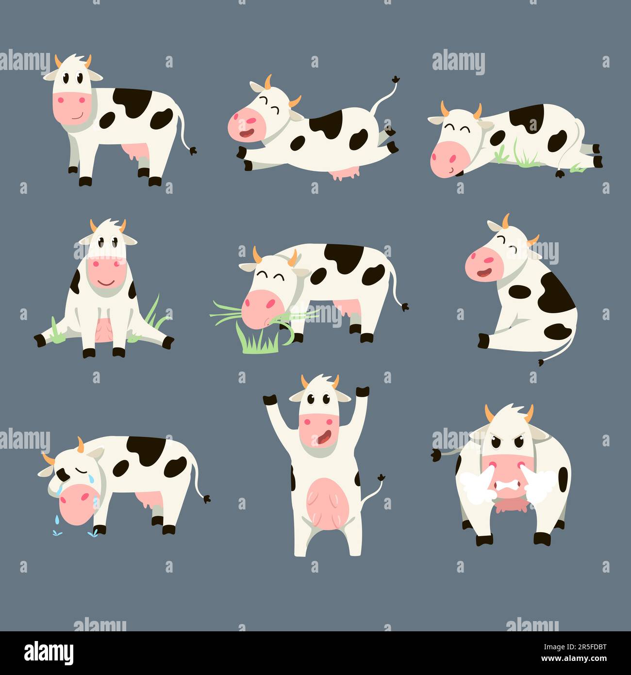 Set of funny spotted cow on grey background Stock Vector Image & Art ...
