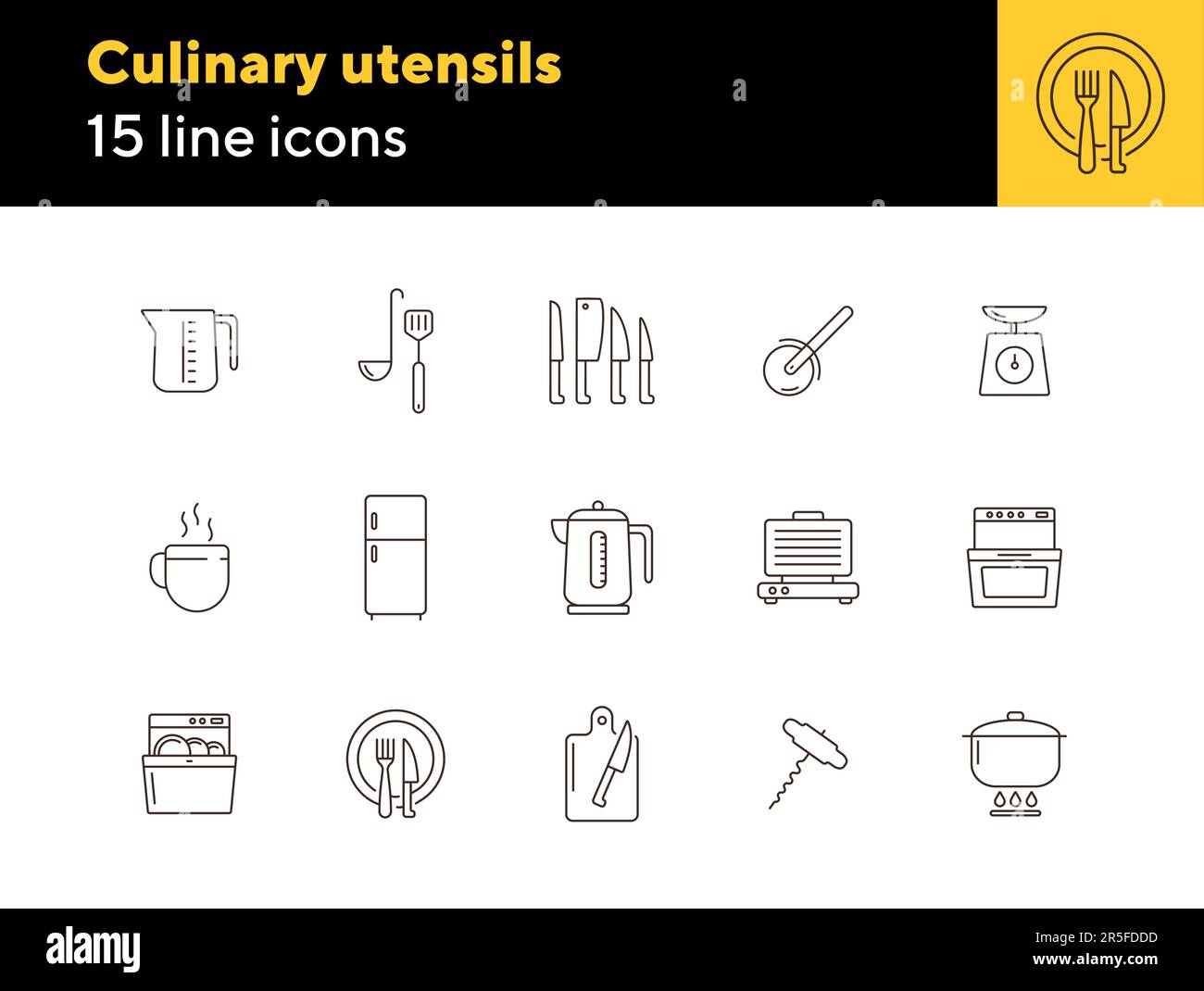 Culinary utensils icons Stock Vector Image & Art - Alamy