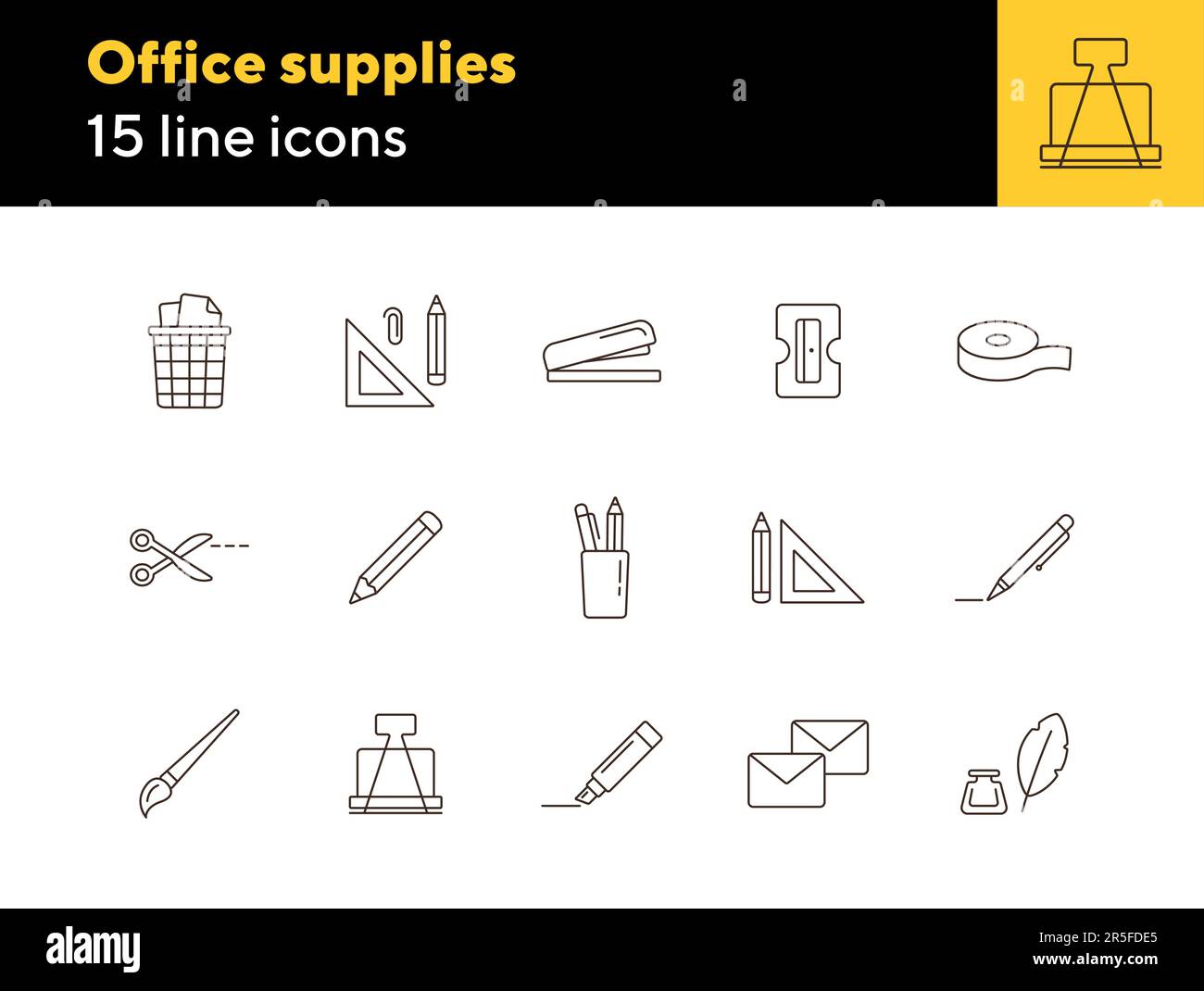 Office supplies icon set Stock Vector Image & Art - Alamy
