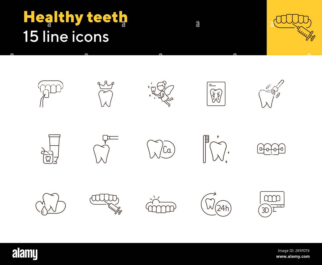 Healthy teeth icons. Set of line icons Stock Vector Image & Art - Alamy