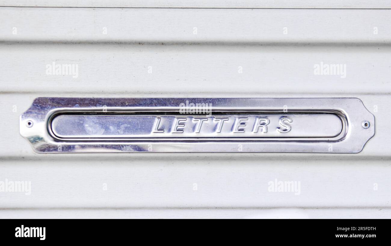 Letter box sign, litter box opening, door, lid of modern gate Stock ...