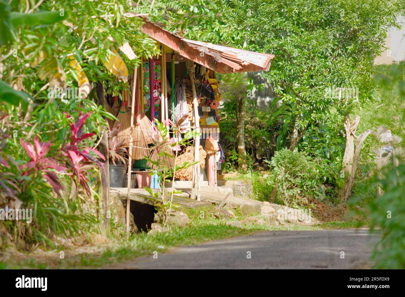Rural shop, store front selling variety of items in a Asian village ...