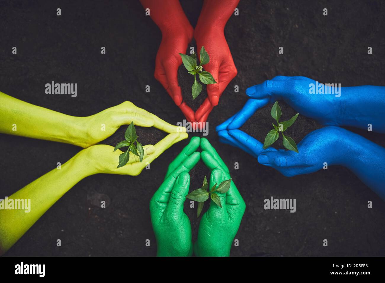 Let it grow. unrecognizable people holding budding plants in their ...
