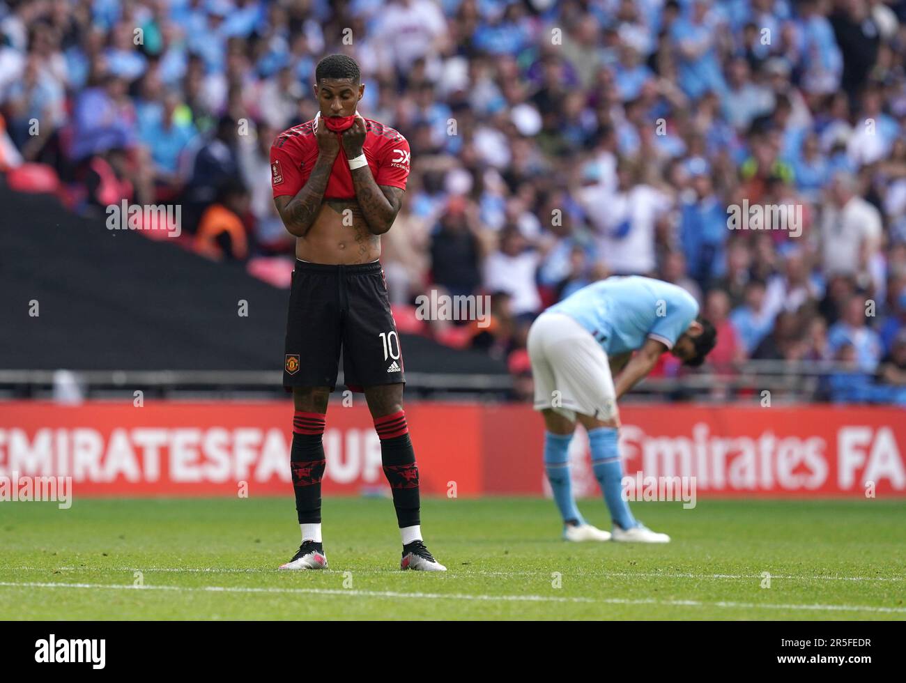 Manchester United's Marcus Rashford reacts after a missed chance during ...