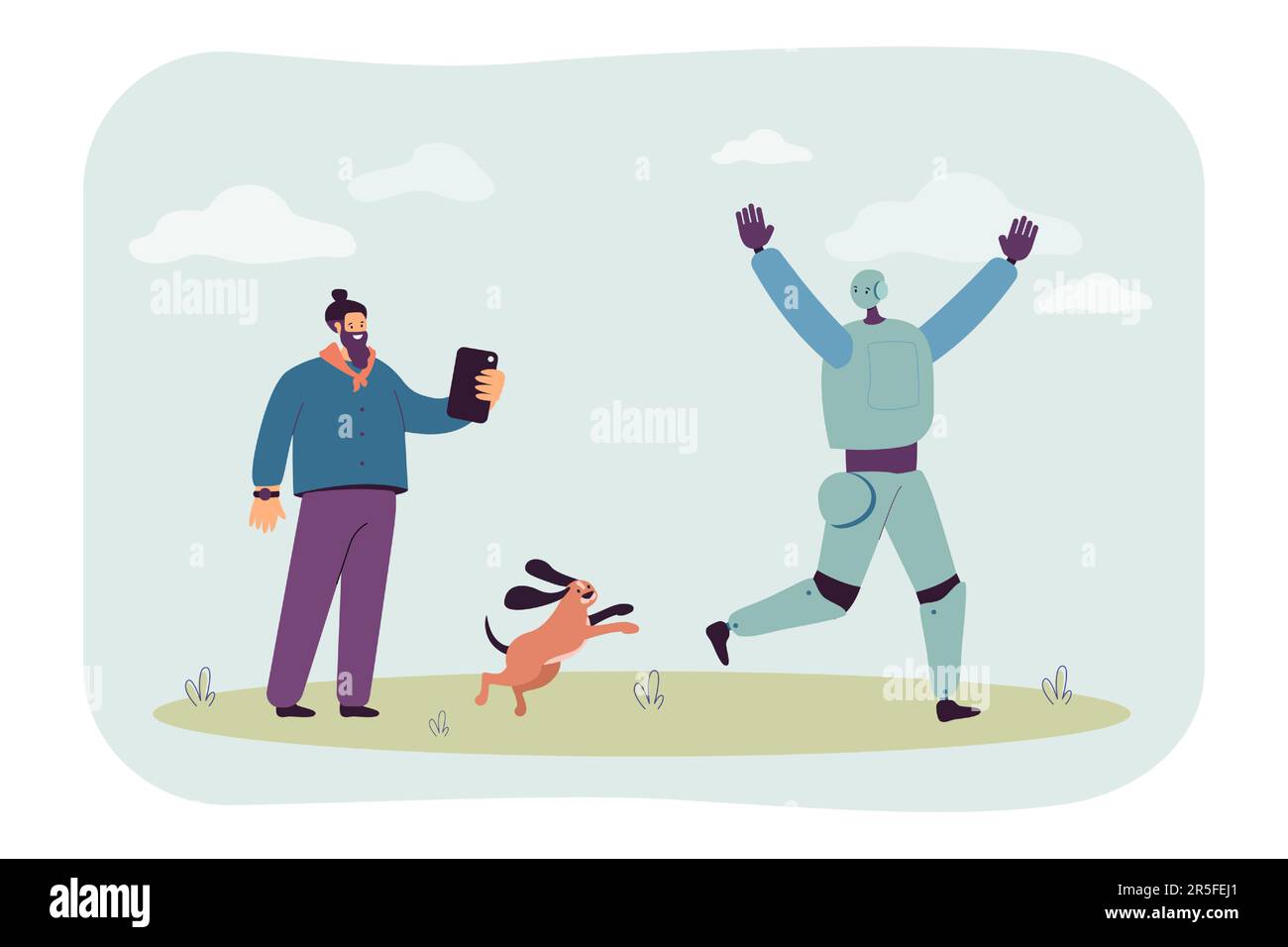 Dog chasing man Cut Out Stock Images & Pictures - Alamy