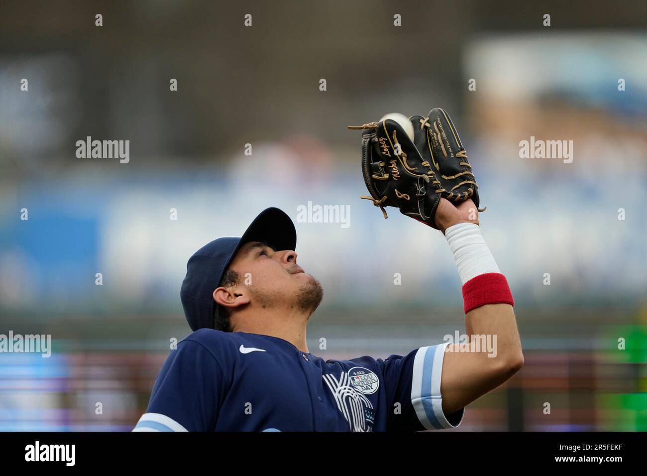 JUN 02, 2023: Kansas City Royals third baseman Nicky Lopez (8) records ...