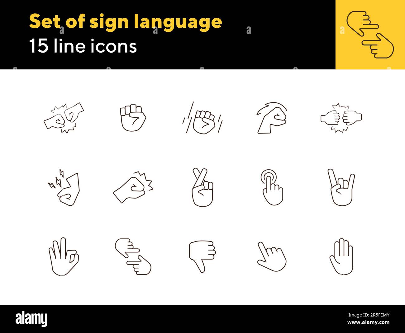 Set of sign language line icons Stock Vector Image & Art - Alamy